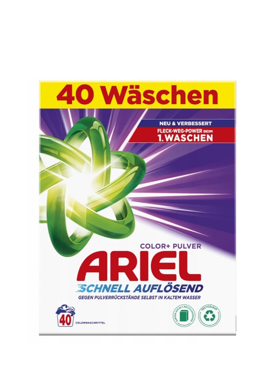 Ariel Color+, detergent pudra pentru rufe colorate, 40 spalari, 2.4 kg ...